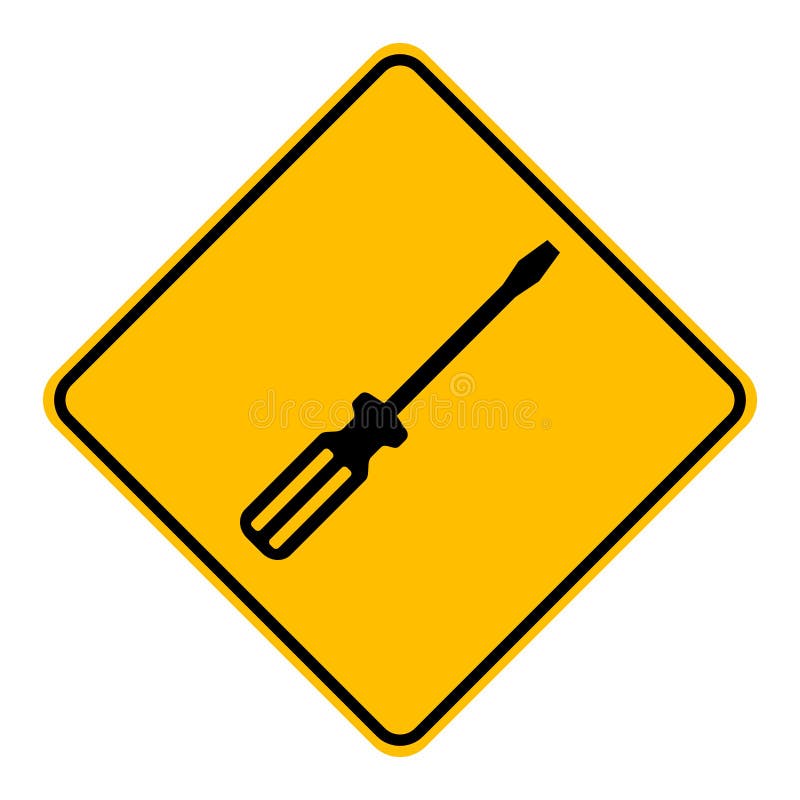 Screwdriver and road sign stock vector. Illustration of sign - 173318432