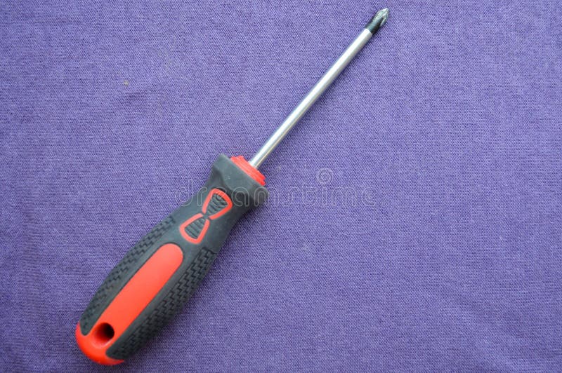 Screwdriver with Rubberized Red-black Handle and Black Tip Stock Photo ...