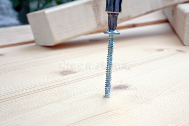Screwdriver, and Wood Planks Stock Photo - Image of carpentry, screwed ...