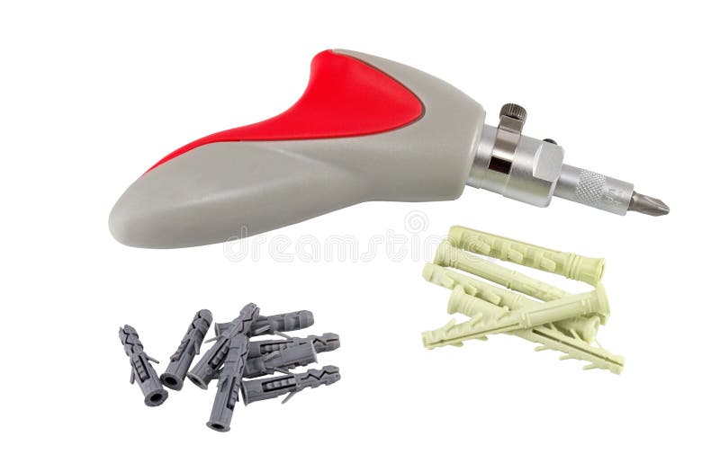 Screwdriver, Screws and Plugs Stock Photo - Image of insert, nail: 79281876