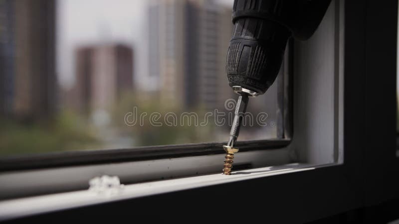 Screwdriver Screws Screw, Installation of Window Frame Stock Video ...