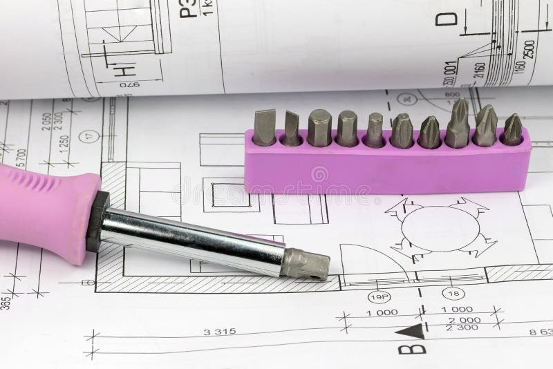 Screwdriver Set Bits Blueprint Stock Photos - Free & Royalty-Free Stock ...