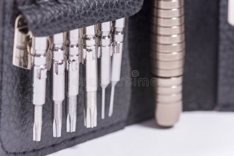 Set a Screwdriver in Black and Yellow Box Stock Image - Image of metal ...