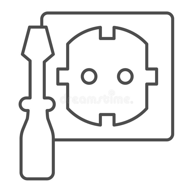 Screwdriver with Socket Thin Line Icon, Electrician Service Concept ...
