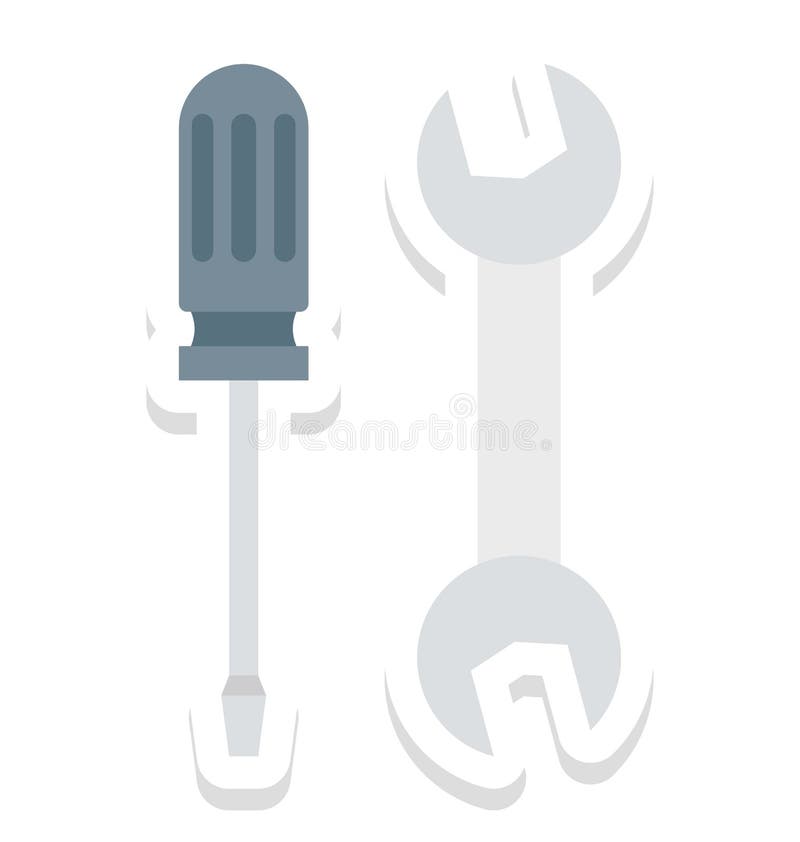 Screwdriver and Spanner Vector Icon for Construction Stock Vector ...