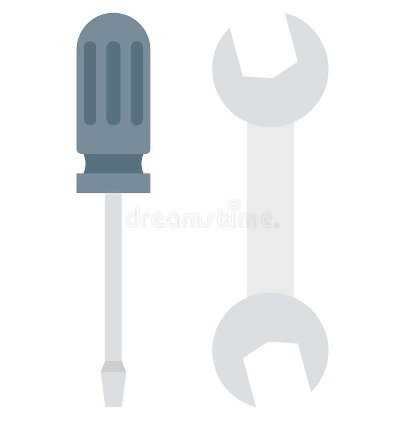 Screwdriver and Spanner Vector Icon for Construction Stock Vector ...