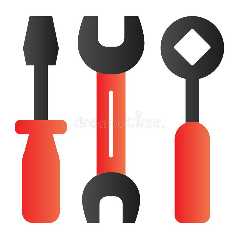 Screwdriver, Spanner and Wrench Flat Icon. Tools Color Icons in Trendy ...