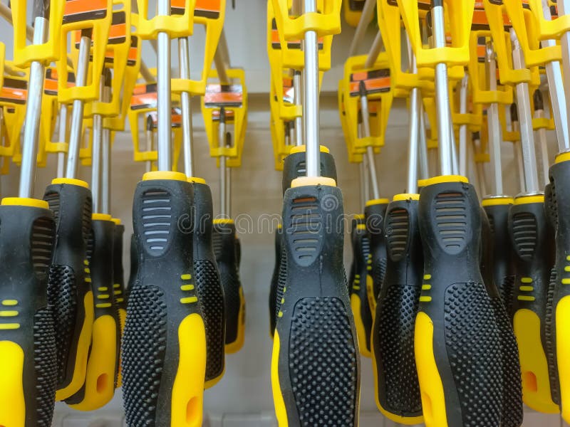 Screwdriver Tool with Black and Yellow Handle Stock Image - Image of ...