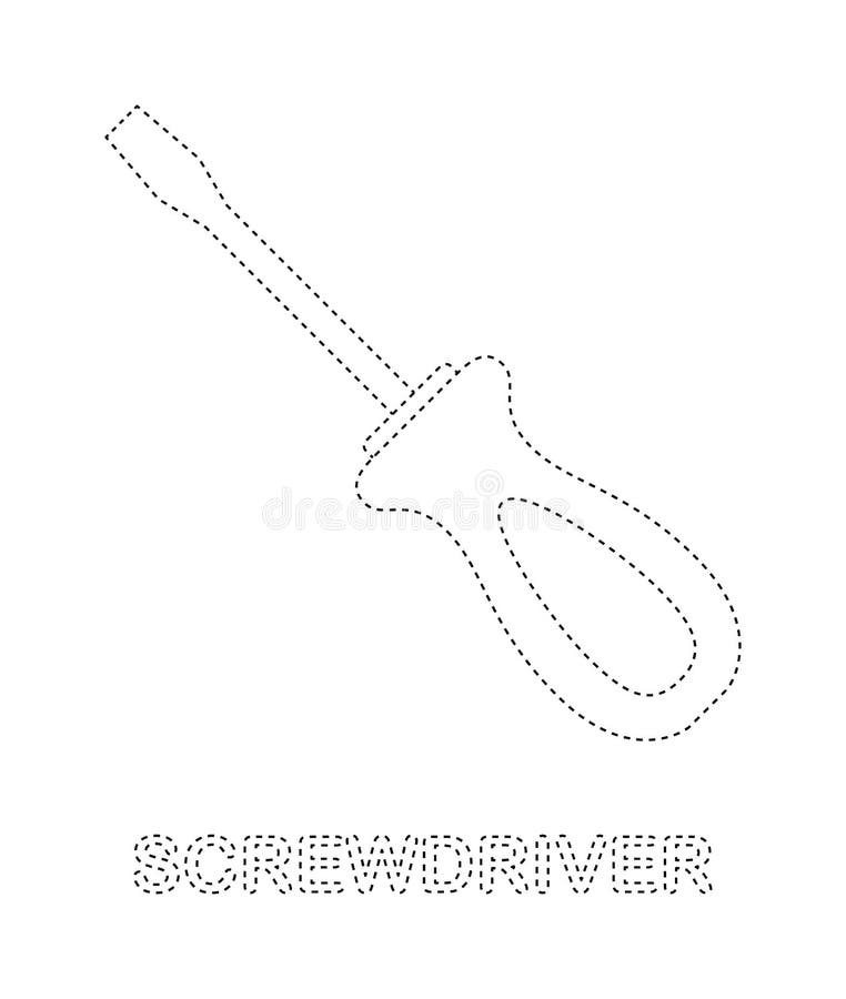 Screwdriver Tracing Worksheet for Kids Stock Vector - Illustration of ...