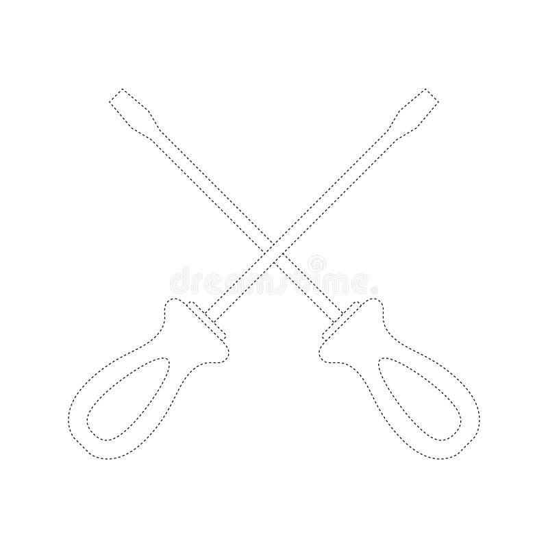 Screwdriver Tracing Worksheet for Kids Stock Vector - Illustration of ...