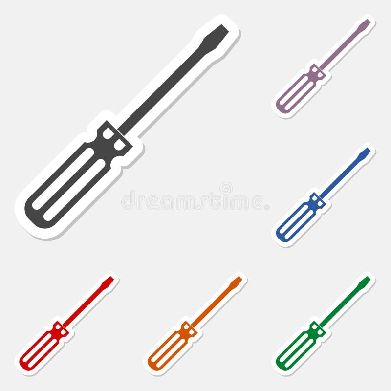 Screwdriver Vector Icon Stickers Set Stock Vector - Illustration of ...