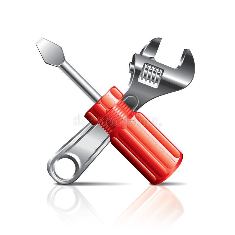 Screwdriver and Wrench, Tools Icon Vector Stock Vector - Illustration ...