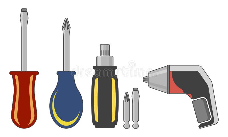 Screwdrivers of Different Types. Vector Illustration on White ...