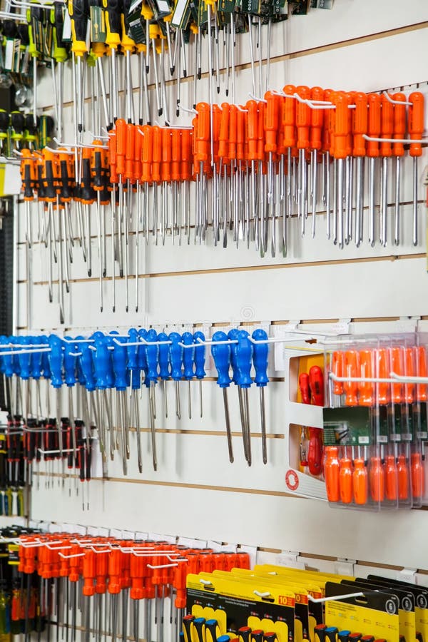 Screwdrivers Hanging in Hardware Shop Stock Image - Image of ...