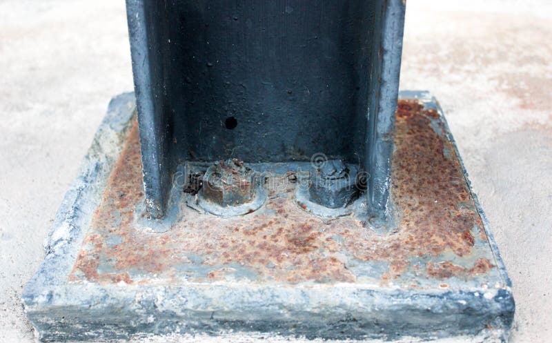 Supported Steel Plate with Bolts on Concrete Floor Stock Photo - Image ...
