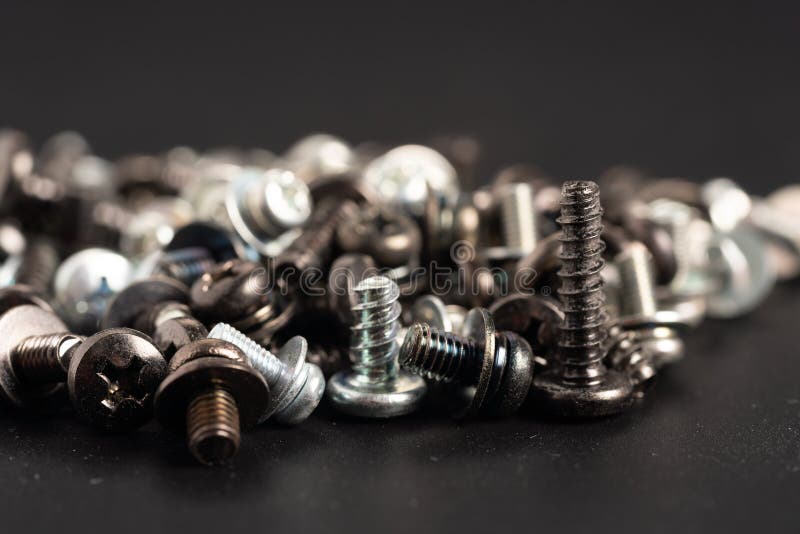 Screws and Bolts Fasteners Industrial Black Background Stock Image ...
