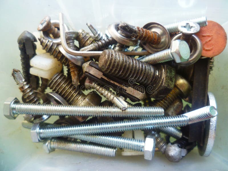 Screws, Bolts, Nuts and Washers in the Garage Stock Image - Image of ...