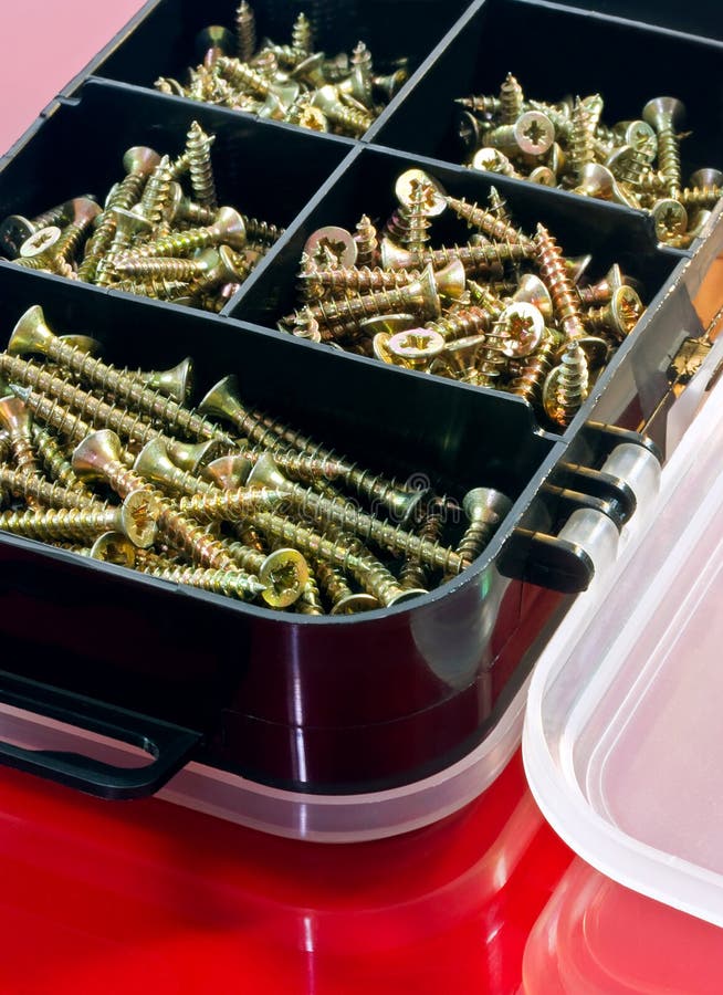 Screws in box stock photo. Image of plastic, hardware - 26055396