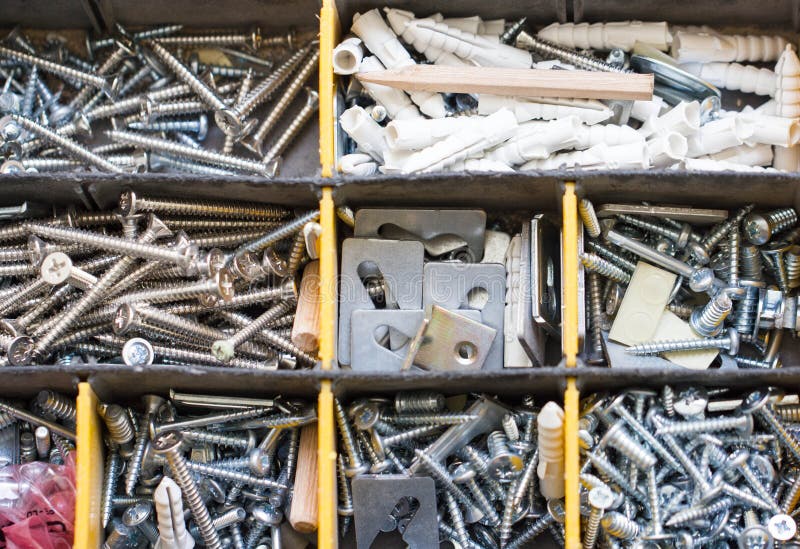 Screws Box and Anchors Box stock image. Image of toolbox - 76409037