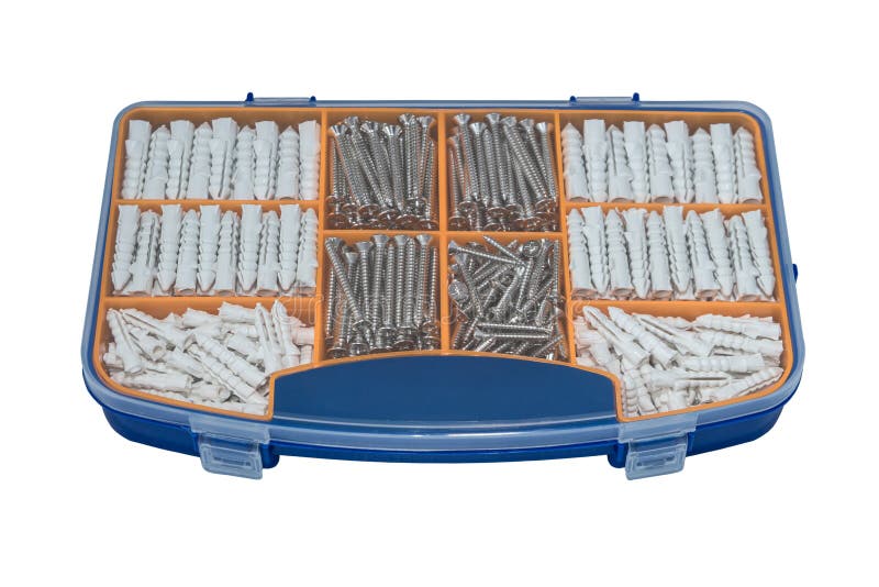 Screws Box Screws, Plastic Dowel, Wall Plugs Pin Stock Image - Image of ...