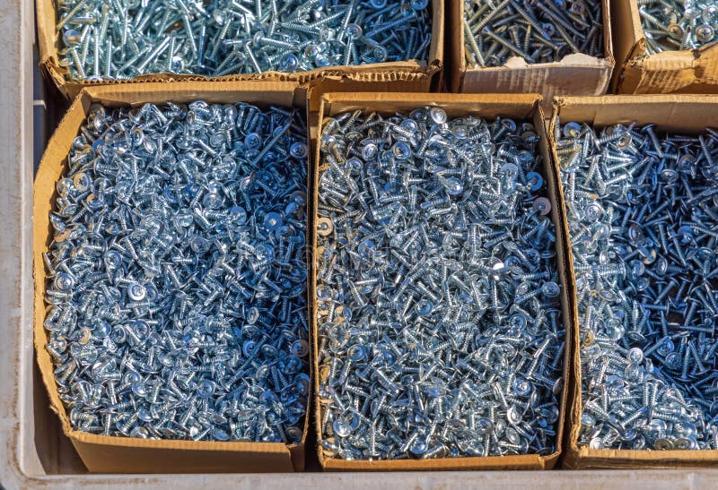 Screws in Boxes stock image. Image of material, metal - 230738115