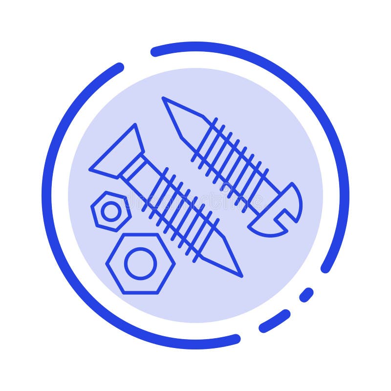 Screws, Building, Construction, Tool, Work Blue Dotted Line Line Icon ...