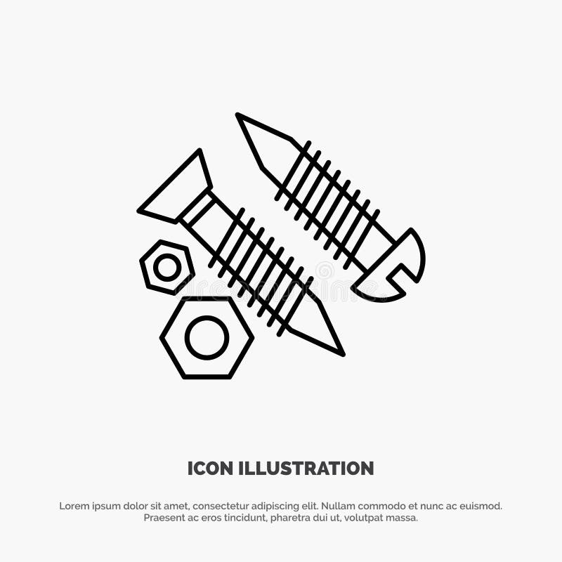 Screws, Building, Construction, Tool, Work Line Icon Vector Stock ...