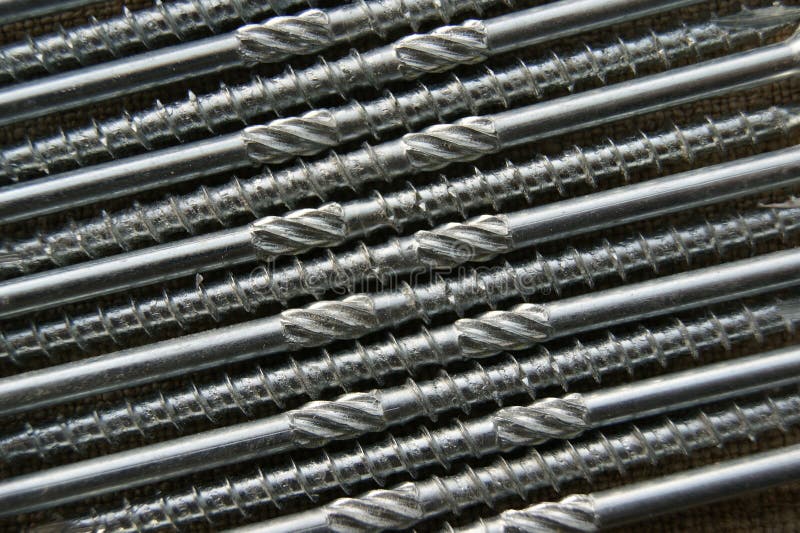 Close-up of Long Screws. Screws for the Construction of Wooden ...