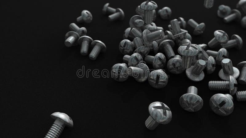 Screws dropping animation stock footage. Video of thread - 203724982