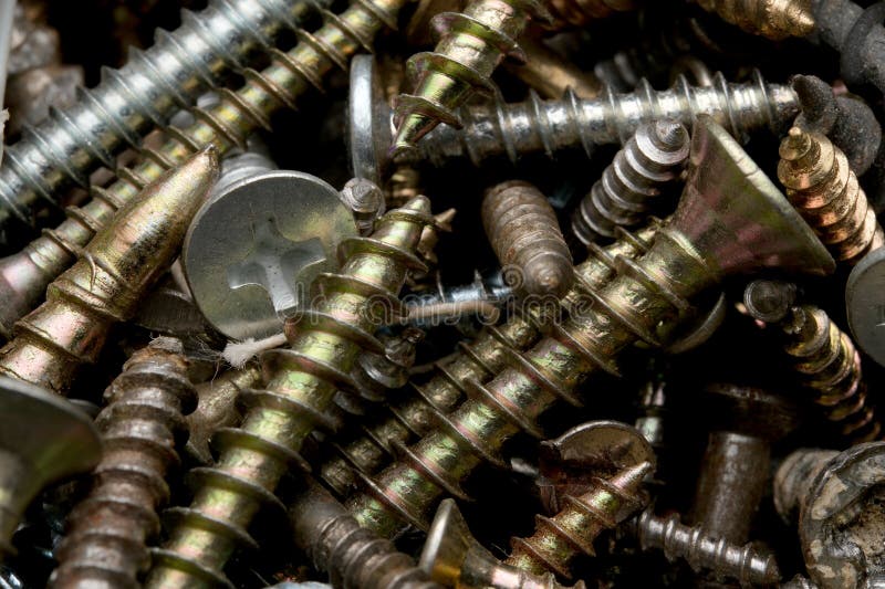 Screws Explored in Rustic Workshop Stock Image - Image of recycle ...