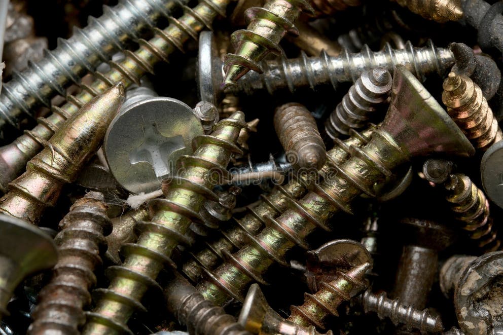 Screws Explored in Rustic Workshop Stock Image - Image of recycle ...