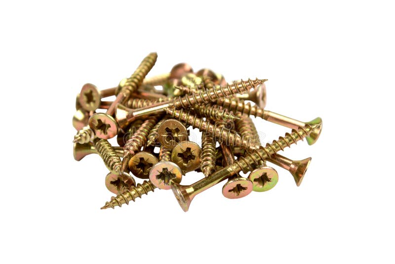 Golden Screws and Screwdriver Stock Photo - Image of metallic, sharp ...