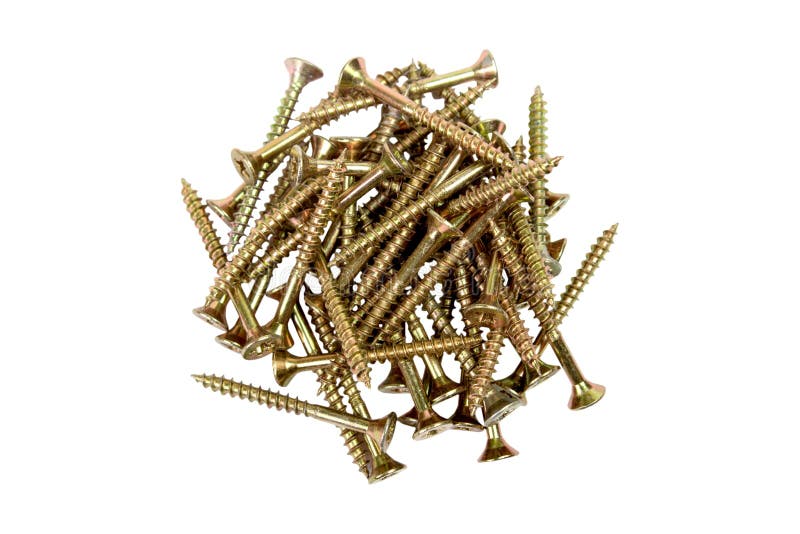 Screws gold-colored stock image. Image of white, repair - 87379225