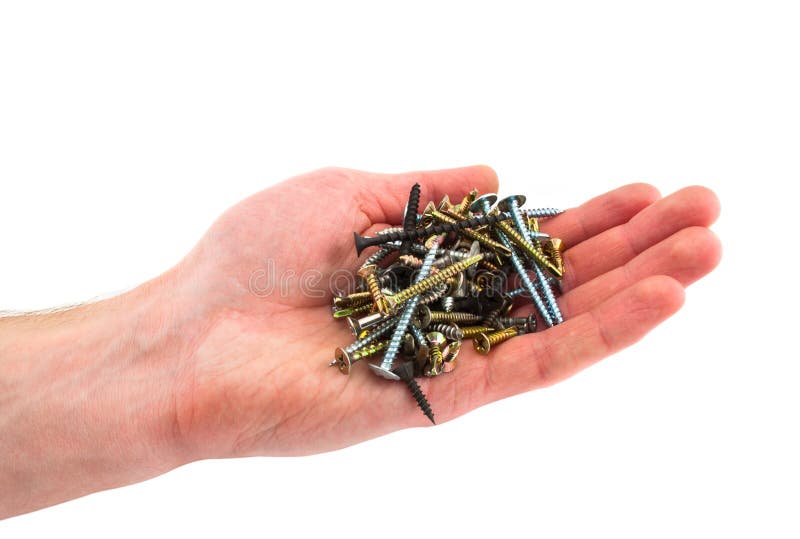 Screws in hand stock image. Image of fastening, equipment - 13428747