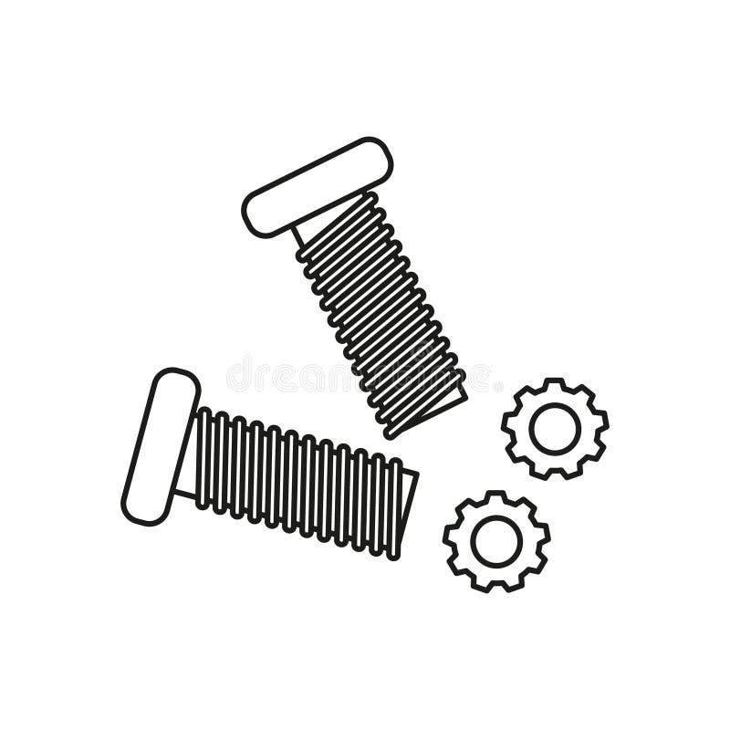 Screws Icon Flat Line Symbol Set Stock Illustration - Illustration of ...