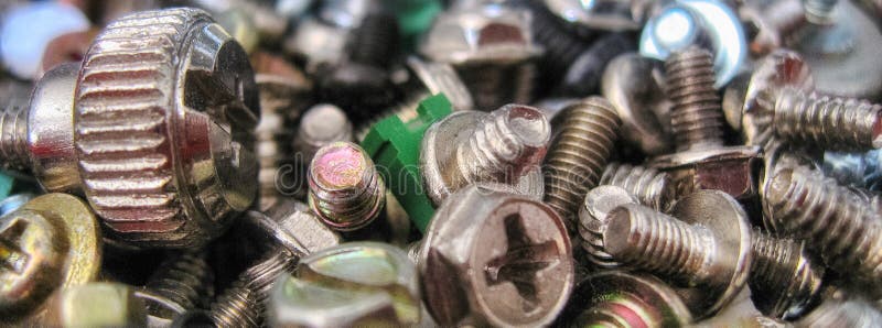 Screws and Nuts on a Bucket Stock Image - Image of isolated, iron ...