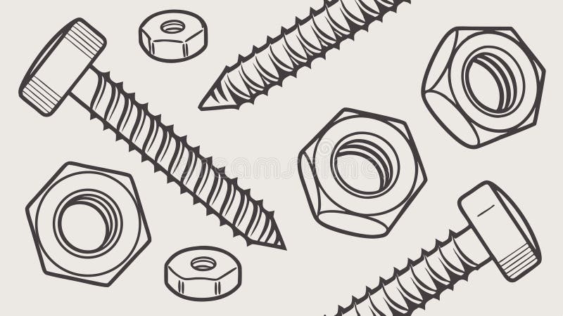 Screws and Nuts Fasteners Vector Illustration Set, Vector Design ...