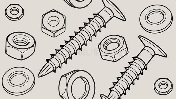 Screws and Nuts Pattern, Mechanical Parts, Industrial Hardware ...