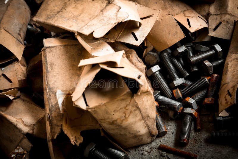 Screws paper in a box stock image. Image of build, floor - 34649405