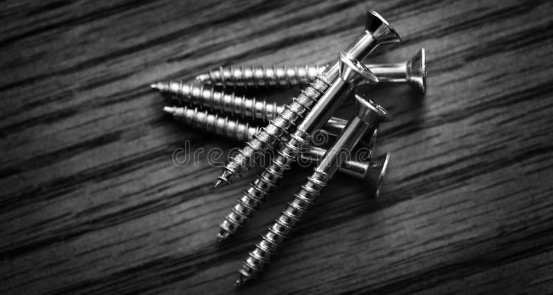 Screws on Wood Tabletop Workbench for Fixing Stock Photo - Image of ...