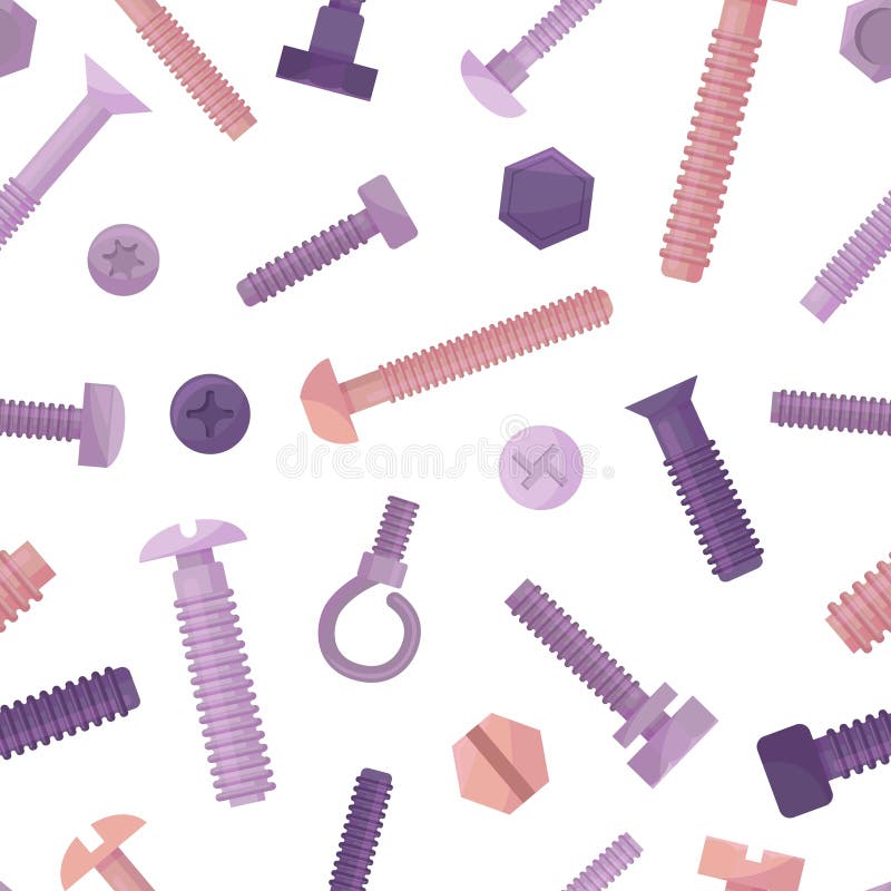 Screws Seamless Pattern. Construction and Repair Tools, Different ...