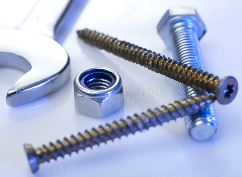 Screws and spanner stock photo. Image of tool, metal, artifact - 4466584