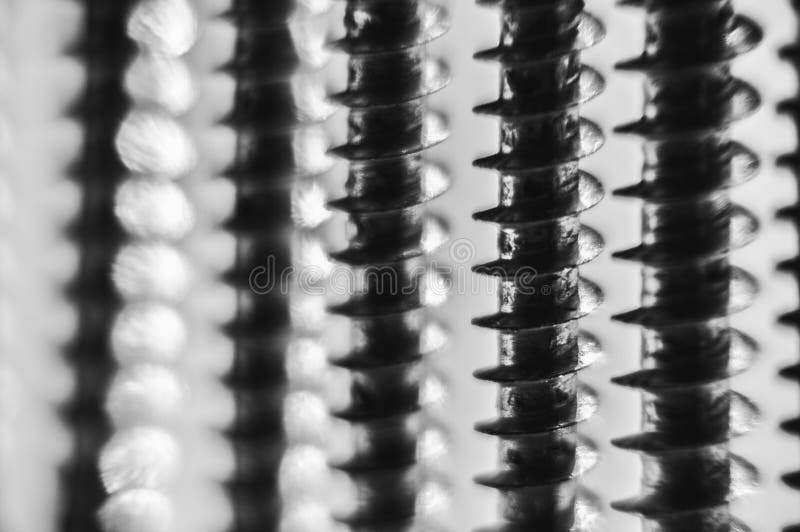 The Screws Stand in a Row Vertically, only the Threads are Visible on ...