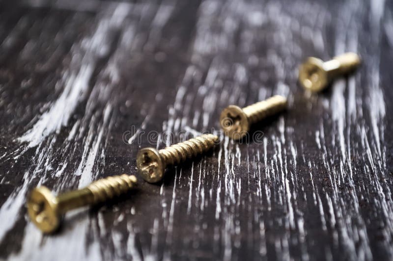 Screws To Repair Lying on the Table. Men`s Housework. Fix the Da Stock ...