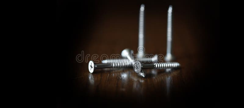 Screws on Wood Tabletop Workbench for Fixing Stock Photo - Image of ...