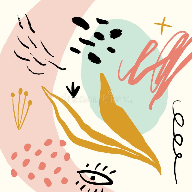 Scribble Abstract Art Print Modern Abstract Drawings. Stock Vector ...