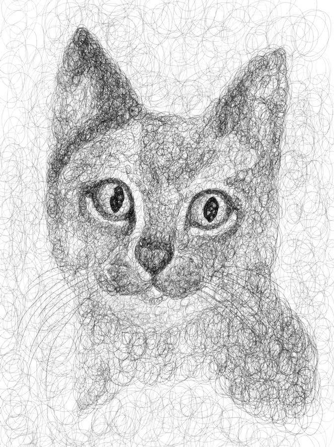 Scribble Art Cat Torso Hand Drawn Illustration Stock Vector ...
