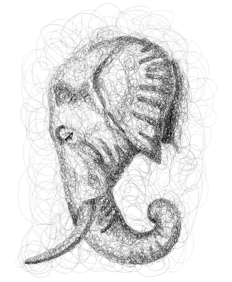 Scribble Art Elephant Torso Hand Drawn Illustration Stock Vector ...