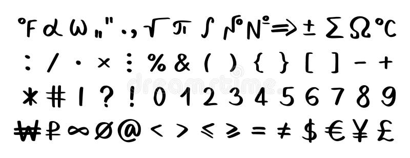 Scribble Black Special Math Symbols, Numbers and Signs. Symbols are ...