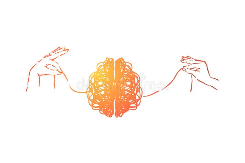 Scribble Brain, Hands Untangling Mind Thread, Problem Solving Metaphor ...